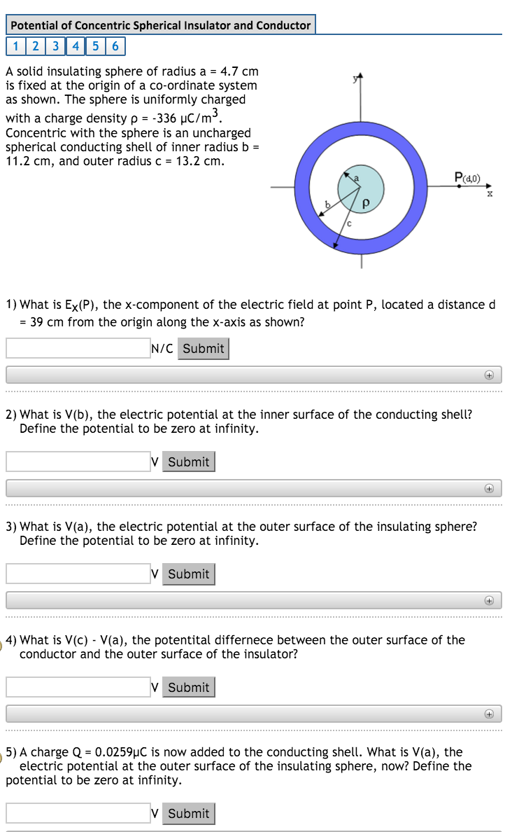Solved A solid insulating sphere of radius a = 4.7 cm is | Chegg.com