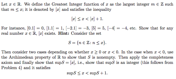 Solved Let x Element R. We define the Greatest Integer | Chegg.com