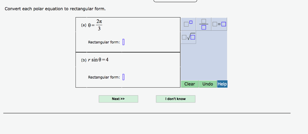 Solved Convert each polar equation to rectangular form. (a) | Chegg.com