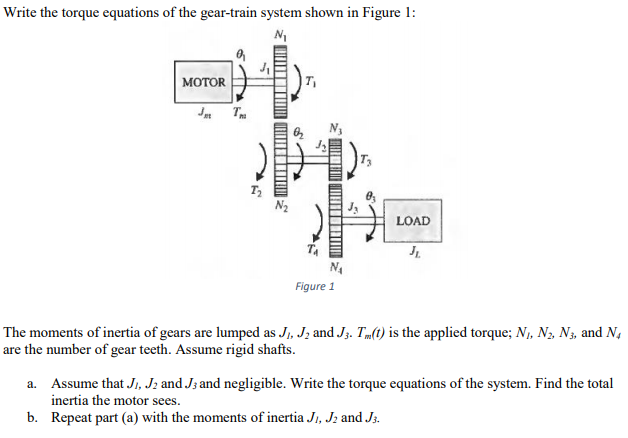Solved Write the torque equations of the gear-train system | Chegg.com