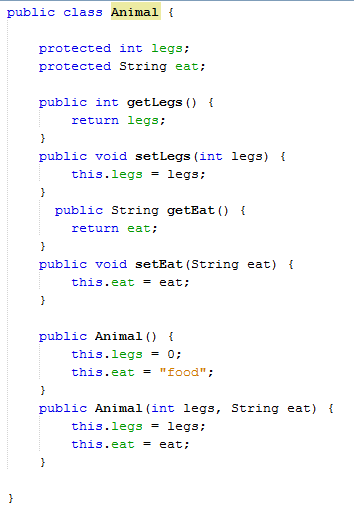 Solved public class Animal i protected int legs; protected | Chegg.com