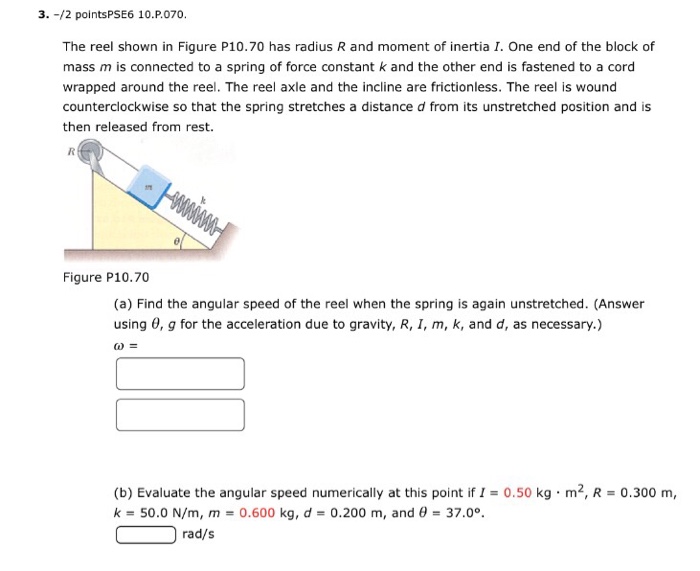 Solved The reel shown in Figure P10.70 has radius R and | Chegg.com