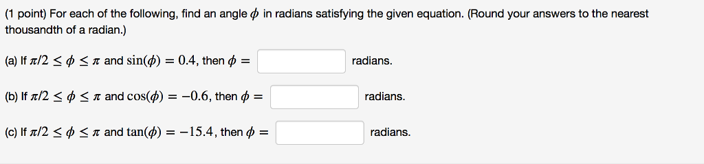 Solved For each of the following, find an angle phi in | Chegg.com