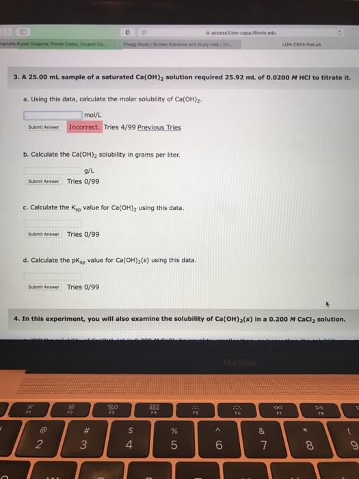 Solved A 25.00 mL sample of a saturated Ca(OH)_2 solution | Chegg.com