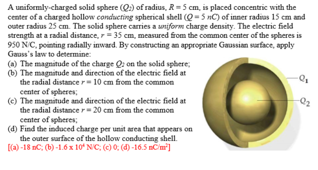 Solved A uniformly-charged solid sphere (02) of radius, R-5 | Chegg.com