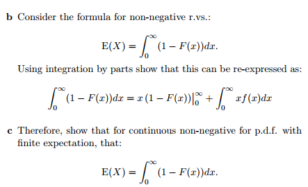 Solved Consider the formula for non-negative r.vs.: E(X) = | Chegg.com