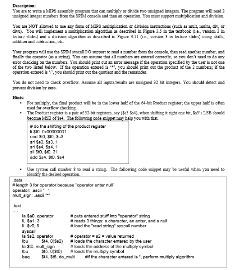 Description: You are to nrite a MIPS assembly program | Chegg.com