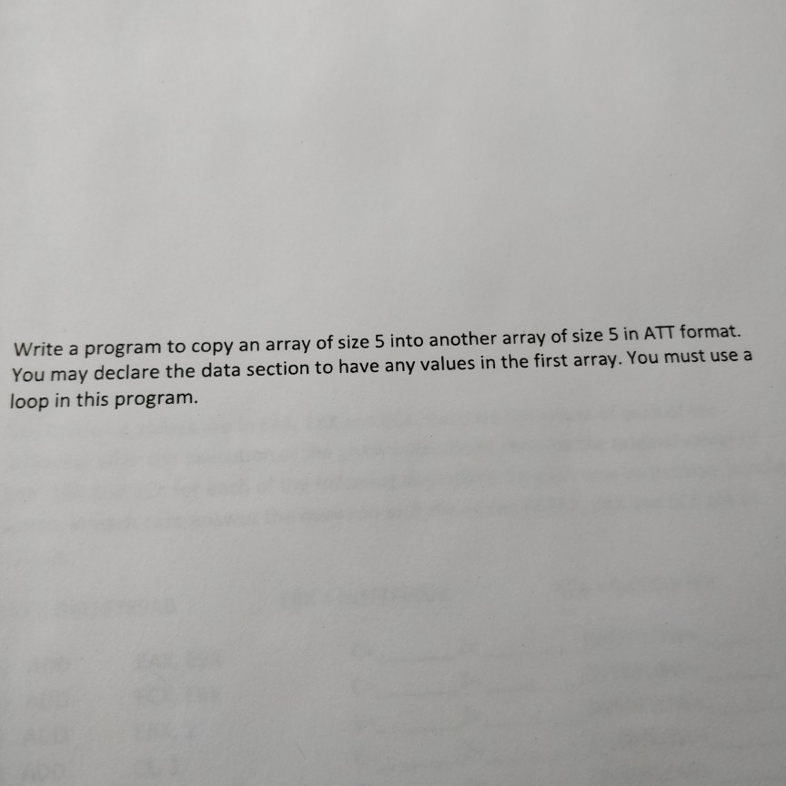 Solved Write a program to copy an array of size 5 into | Chegg.com
