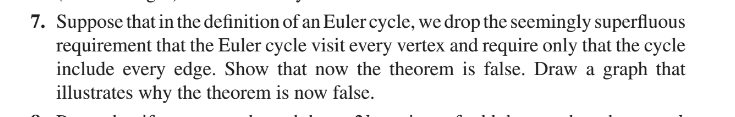 Solved Suppose that in the definition of an Euler cycle, we | Chegg.com