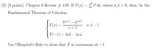 Solved Chapter 6 Review # 119: If F (x) = integral ^b _a t^x | Chegg.com