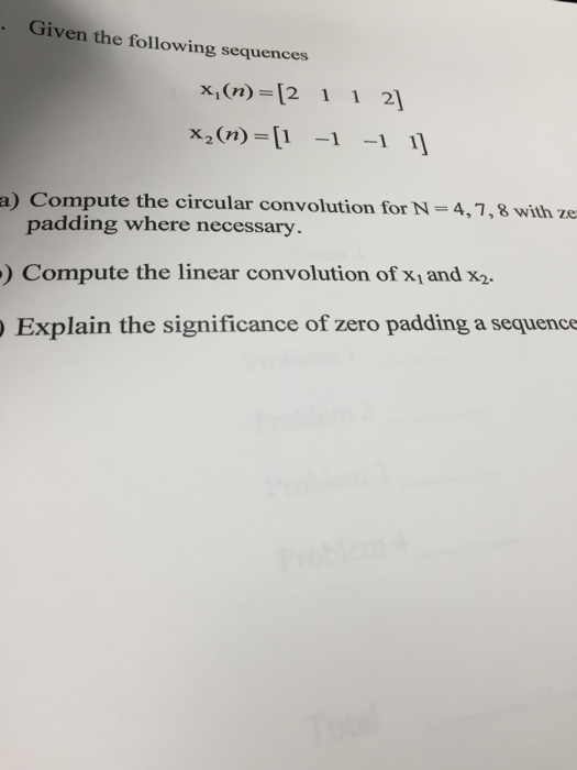 Solved Given the following sequences Compute the circular | Chegg.com