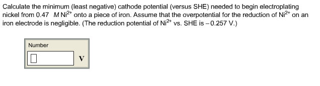 Calculate the minimum (least negative) cathode | Chegg.com