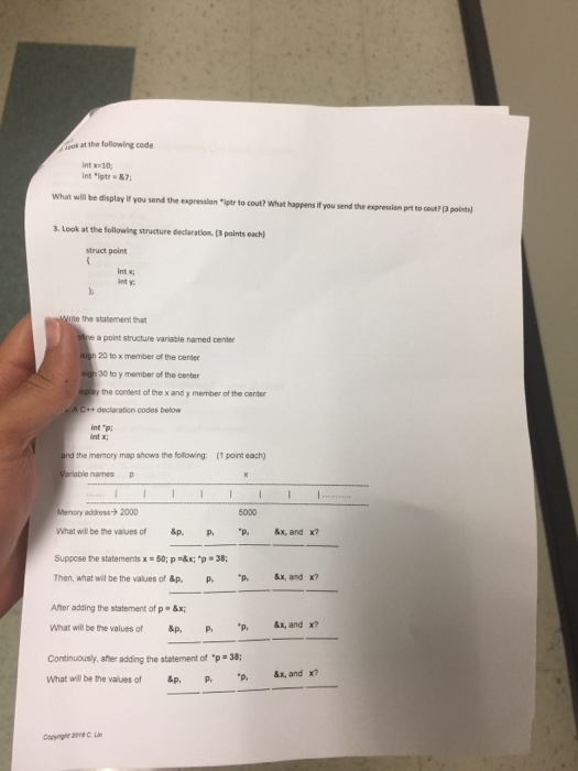 Solved At the following code int x = 10; int iptr = 87; What | Chegg.com