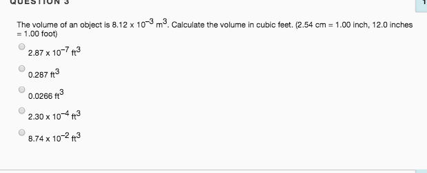 Solved The volume of an object is 8.12 x 10-3 m3. Calculate | Chegg.com