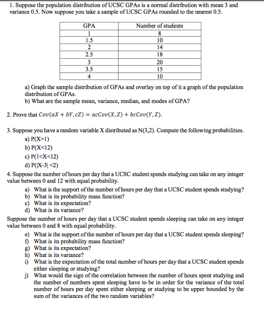 Solved 1. Suppose the population distribution of UCSC GPAs | Chegg.com