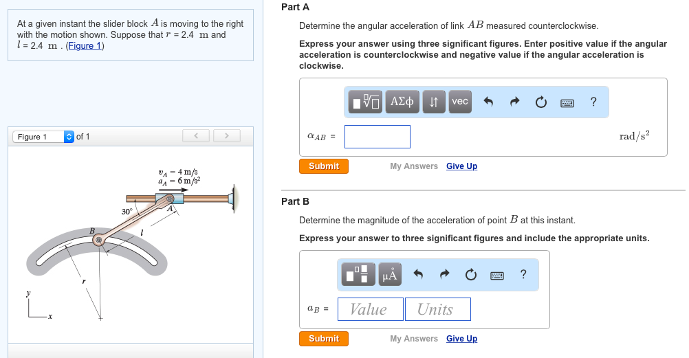 At a given instant the slider block A is moving to | Chegg.com