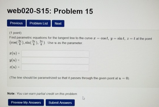 Solved web020-S15: Problem 15 Previous Problem ListNext (1 | Chegg.com