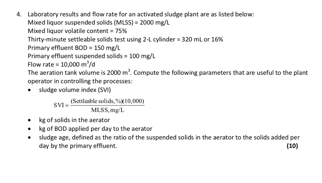 Solved Laboratory results and flow rate for an activated | Chegg.com