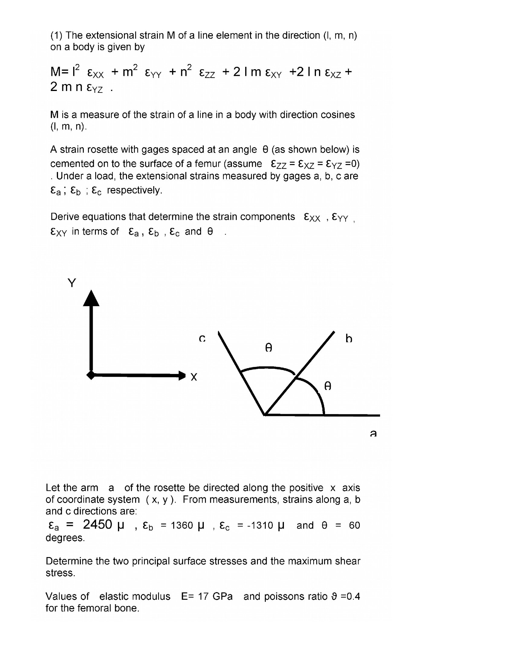 The extensional strain M of a line element in the | Chegg.com