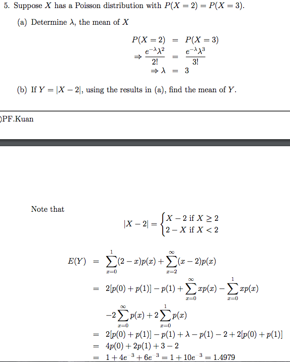 Solved 5. Suppose X has a Poisson distribution with POX 2) | Chegg.com