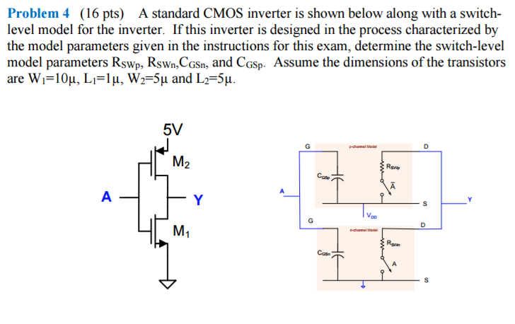 Solved A standard CMOS inverter is shown below along with a | Chegg.com