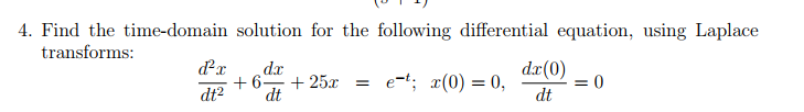 Solved 4. Find the time-domain solution for the following | Chegg.com