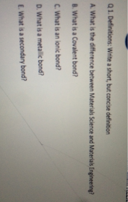 Solved Definitions: Write a short, but concise definition | Chegg.com