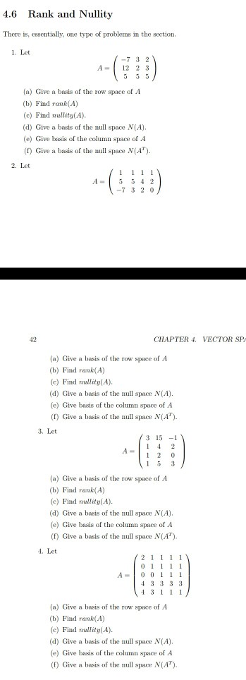 Solved 4.6 Rank and Nullity There is, essentially, one type | Chegg.com