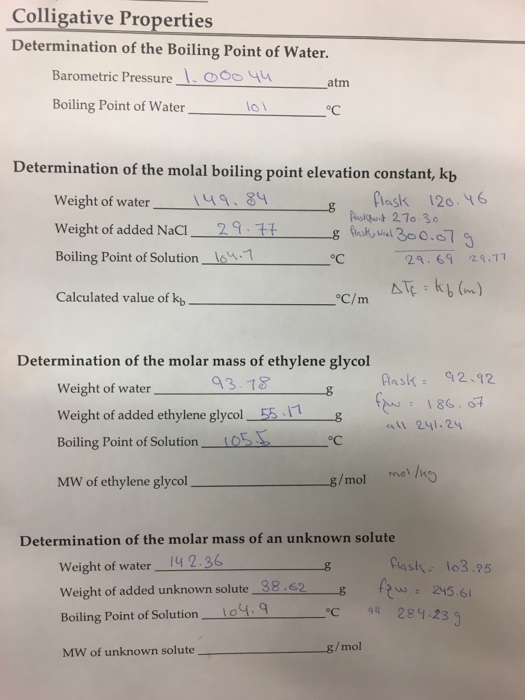 Solved Calculate each of the following value of Kb C/m?MW of | Chegg.com
