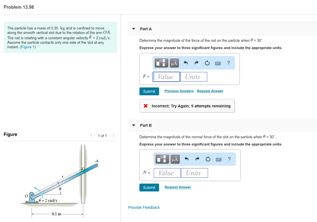 Solved Problem 13.98 v Part A The particle has a mass of | Chegg.com