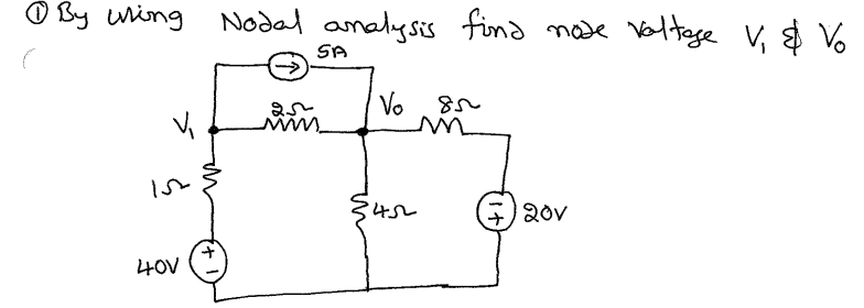 Solved By using nodal analysis find node voltage at V1 and | Chegg.com