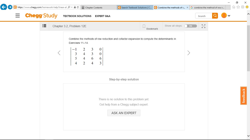 Solved Combine the methods of row reduction and cofactor | Chegg.com