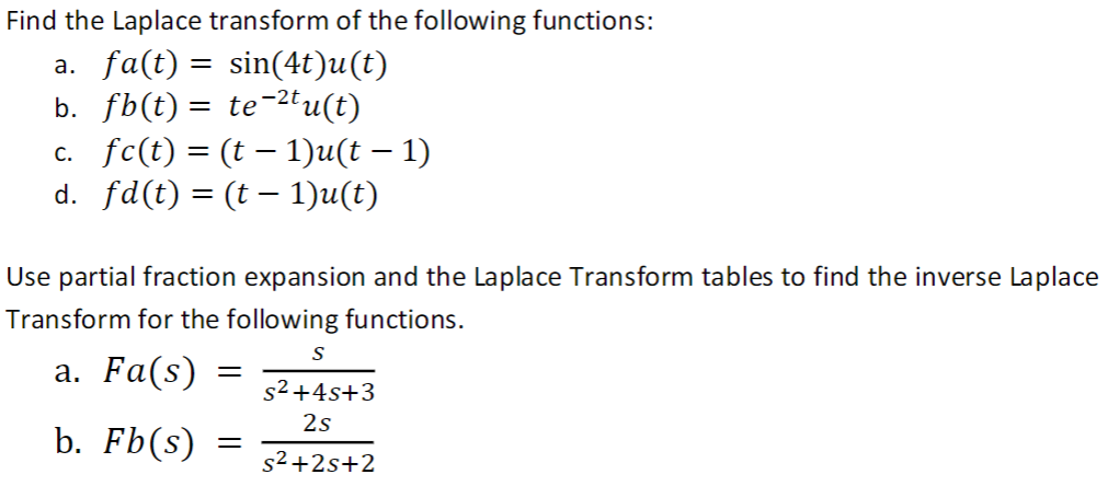 Solved Find the Laplace transform of the following | Chegg.com