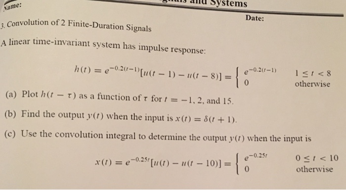 Solved Convolution of 2 Finite-Duration Signals A linear | Chegg.com
