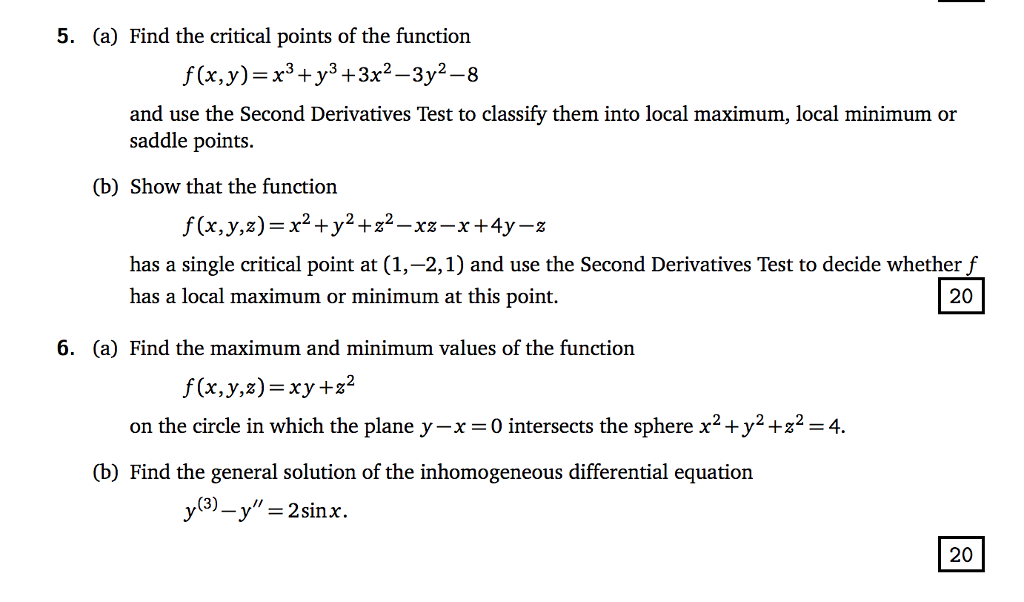 Solved 5. (a) Find the critical points of the function and | Chegg.com