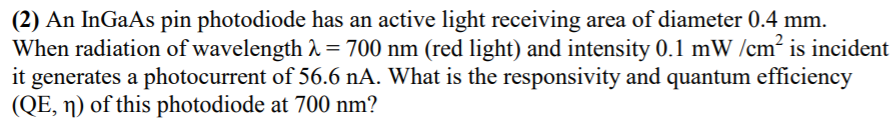 Solved When radiation of wavelength ?-700 nm (red light) and | Chegg.com