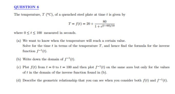 Solved The temperature, T (degree C) of a quenched steel | Chegg.com