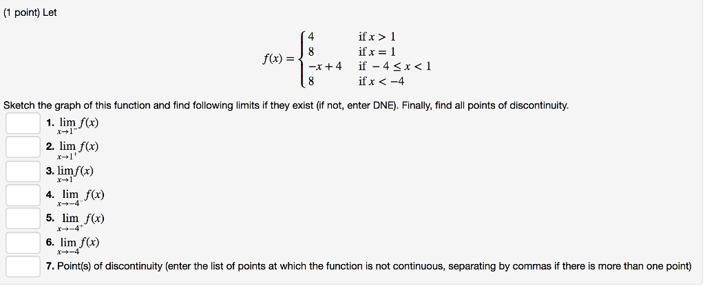 Solved (1 point) Let fx > 1 ifx = 1 f(x) = ifx