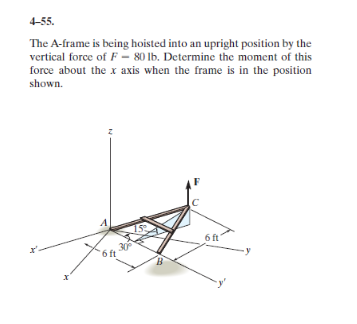 Solved 4-55 The A Frame is being hoisted into an upright | Chegg.com