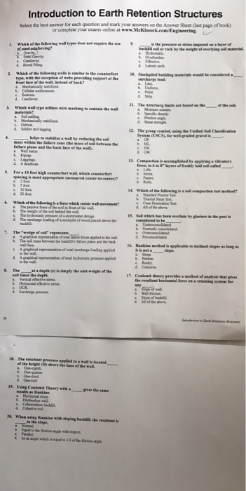 Solved Introduction to Earth Retention Structures for each | Chegg.com
