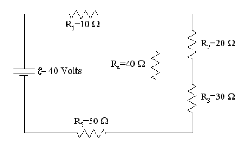 Solved The following circuit has the values: V = 40 V, R1 | Chegg.com