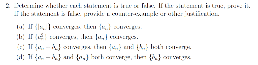 Solved 2. Determine whether each statement is true or false. | Chegg.com