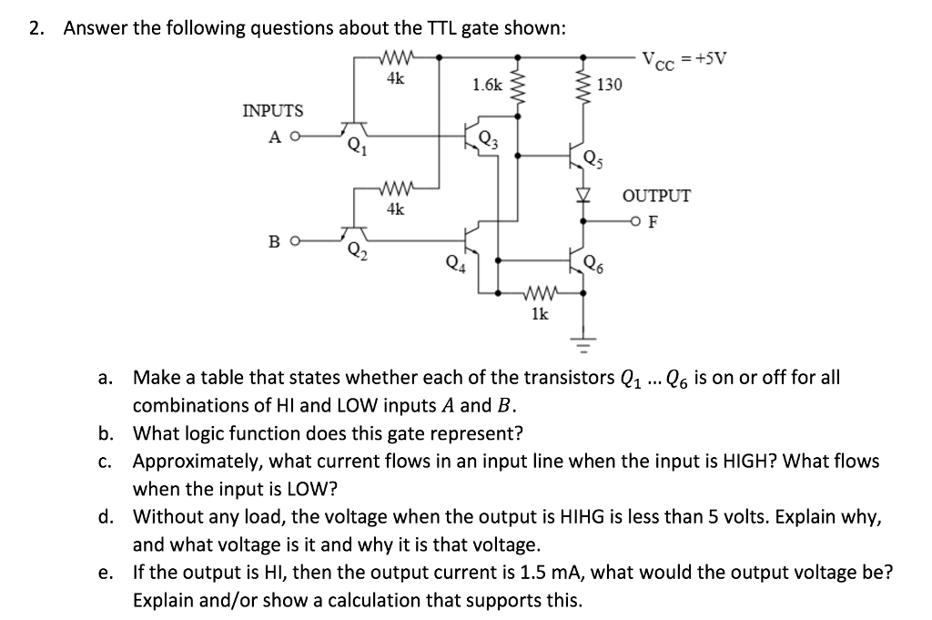 Solved Answer the following questions about the TTL gate | Chegg.com