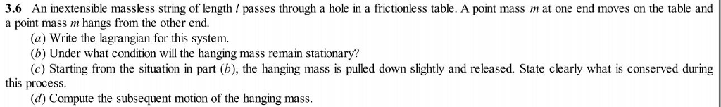 Solved An inextensible massless string of length/passes | Chegg.com