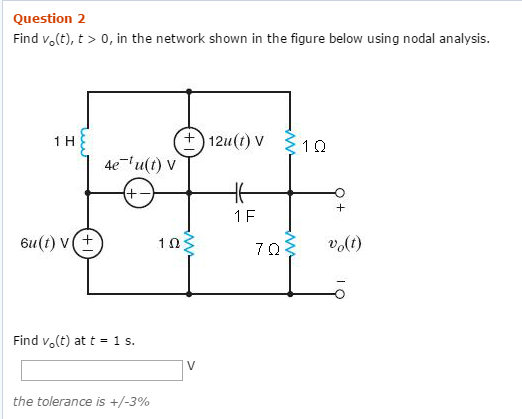 Solved Find v_ 0(t), t > 0, in the network shown in the | Chegg.com