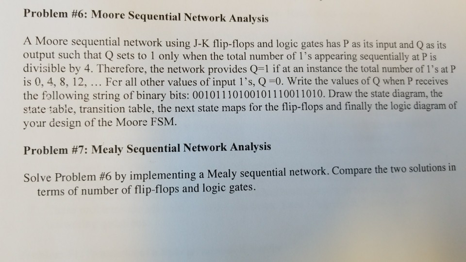 Problem #6: Moore Sequential Network Analysis A Moore | Chegg.com