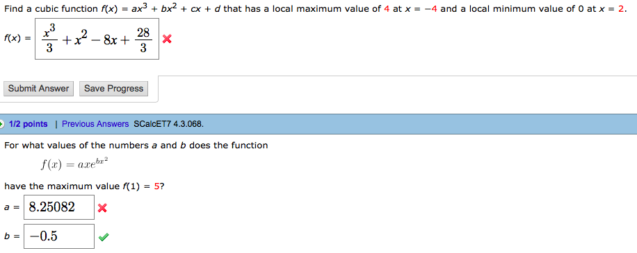 Solved Find a cubic function f(x) = ax^3 + bx^2 + cx + d | Chegg.com