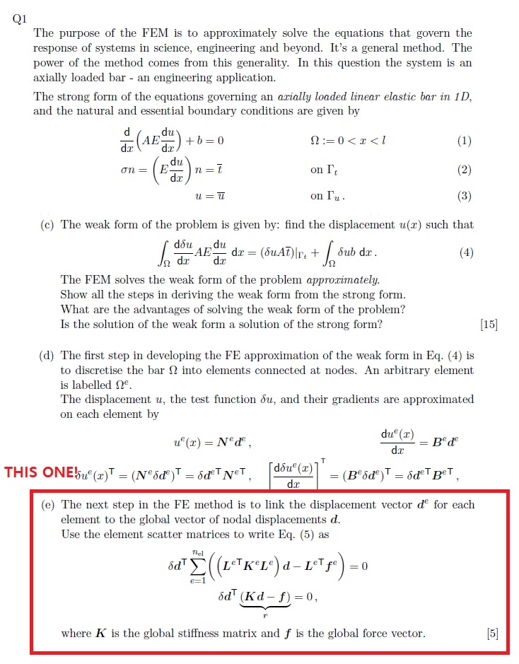 Solved The purpose of the FEM is to approximately solve the | Chegg.com