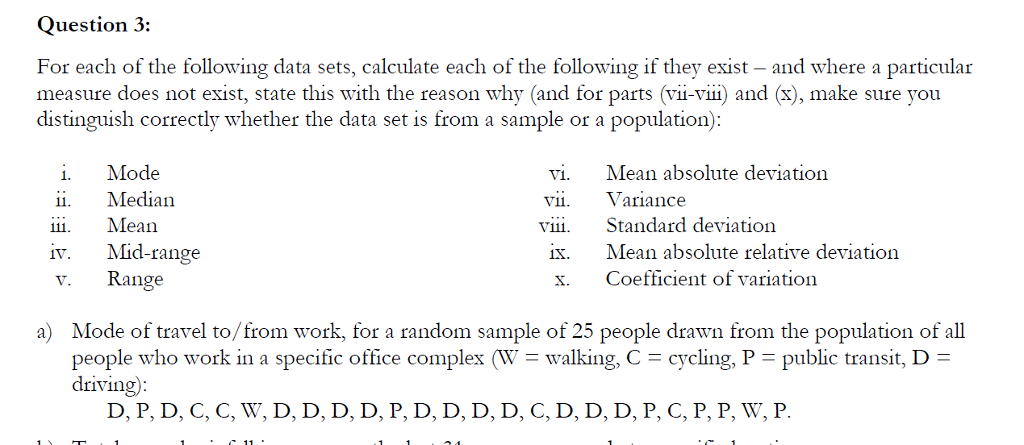 Solved Question 4: For the data set of Question 3(a): a) | Chegg.com