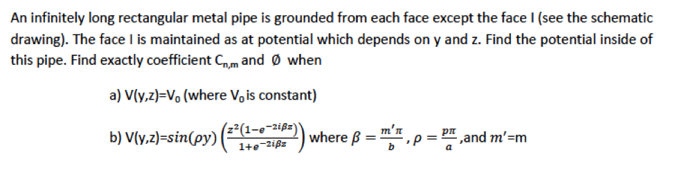 Solved An infinitely long rectangular metal pipe is grounded | Chegg.com